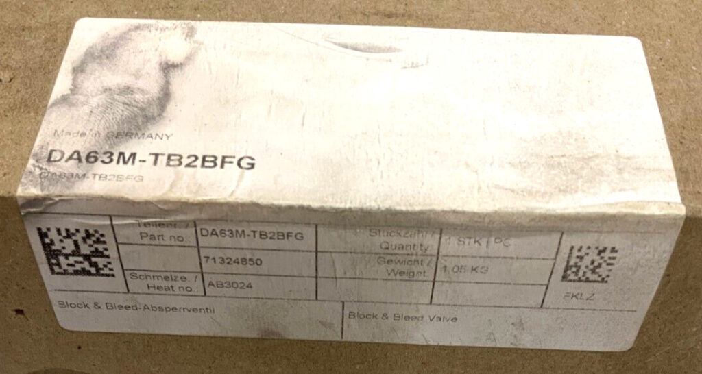 NEW Endress+Hauser Schneider DA63M-TB2BFG DA63M Block & Bleed Valve ...