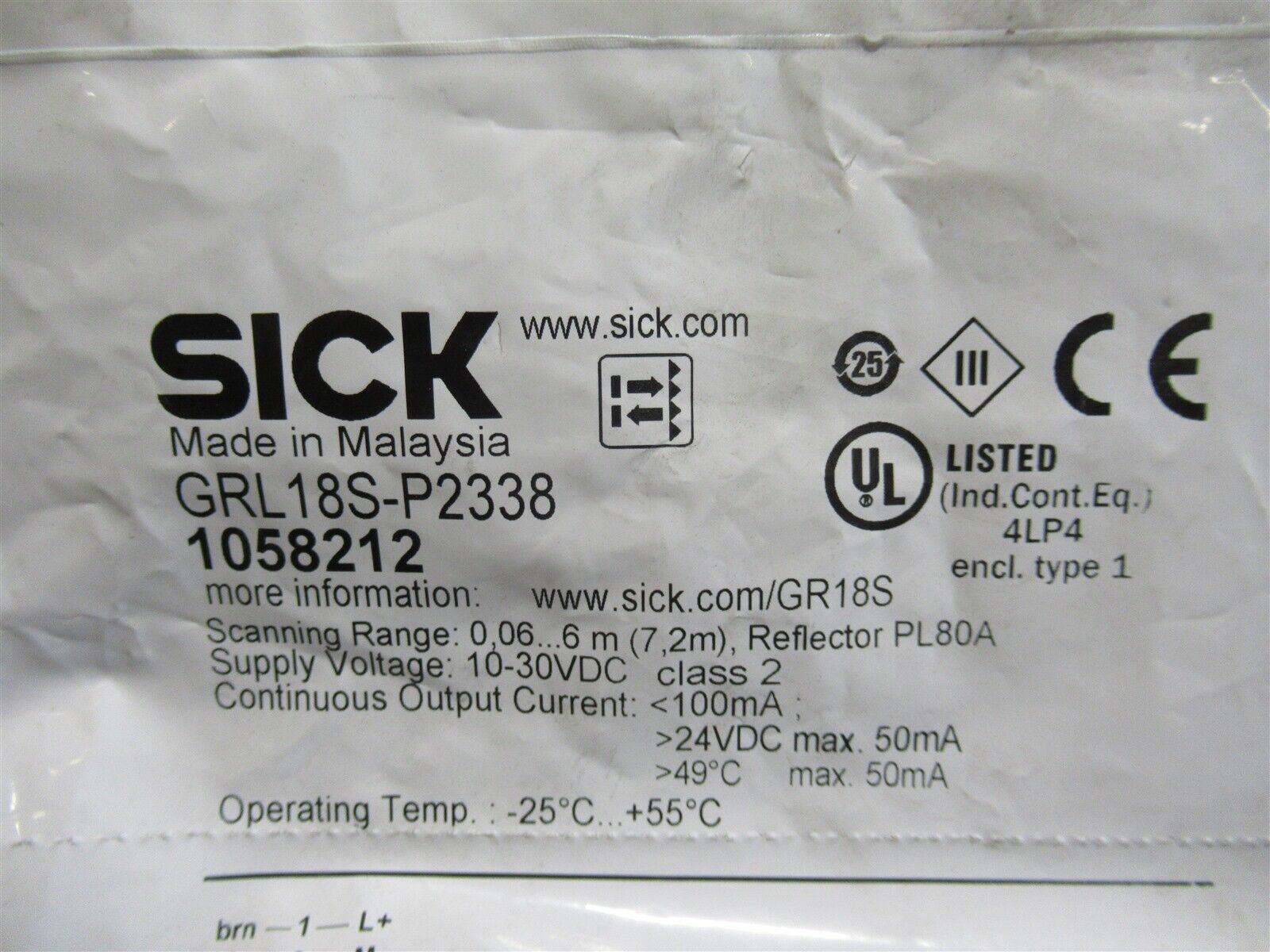SICK GRL18S-P2338 Photoelectric Sensor New - Equipment Recycle