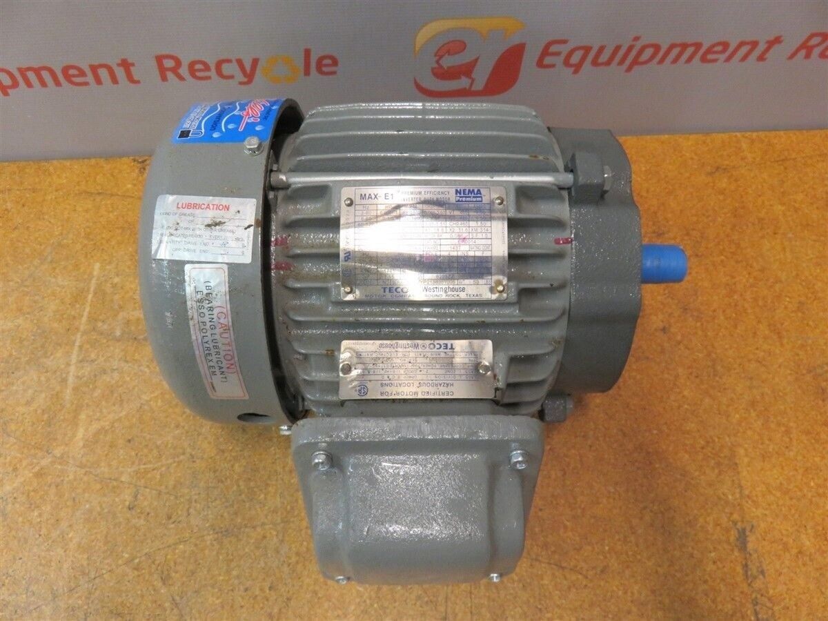 Teco Max-E1 Nema Inverter Duty Motor 1 HP 460V Rebuilt - Equipment Recycle