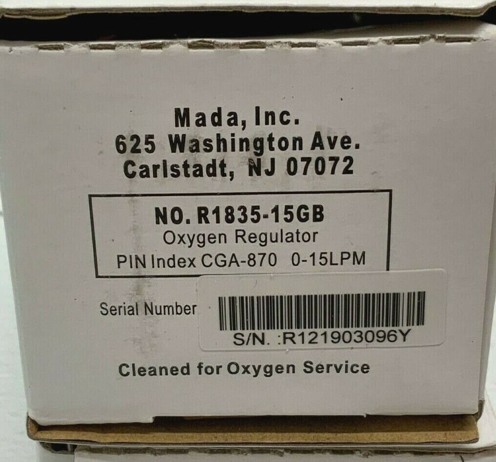 Mada Medical Barb Outlet Oxygen Click Regulators R1835-15GB CGA 870 Lot ...