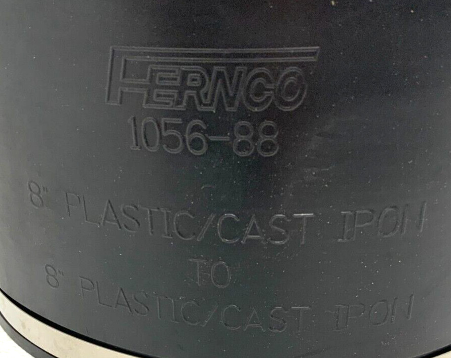 Lot of 3 Fernco 1056-88 8" Plastic/Cast Iron to 8" Pl/CI Black Rubber ...